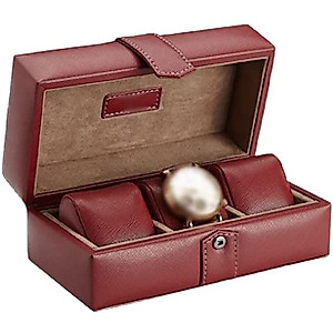Watch Holder Leather Watch Box 3 Slot Travel Watches Storage Case Holder Jewelry Organizer Pouch Elegant Portable Watch Organizer (Color : Black2) (Red)