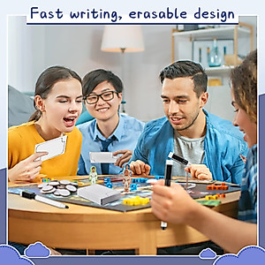 Teling 24 Pcs Reusable Cards Multifunctional Tokens Dry Erase Cards White Blank Flash Cards Erasable Index Cards, 24 White Erasable Plastic Counters Gaming Tokens Discs and 5 Marker Pens for Game