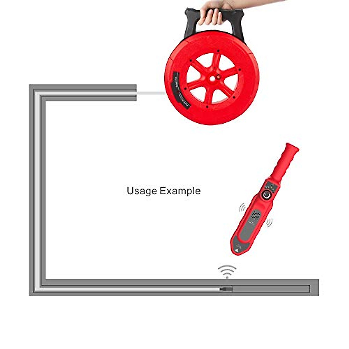 Pipe Locators, 30M/100Ft Pipe Blockage Detector, Handheld Waterproof Sensitivity Adjustable Wall Scanner, Pipeline Blocking Clogging Scanner for PVC Metal Water Pipes (40M)