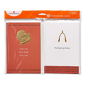 American Greetings Thanksgiving Cards, Thankful and Brings Happiness (6-Count)