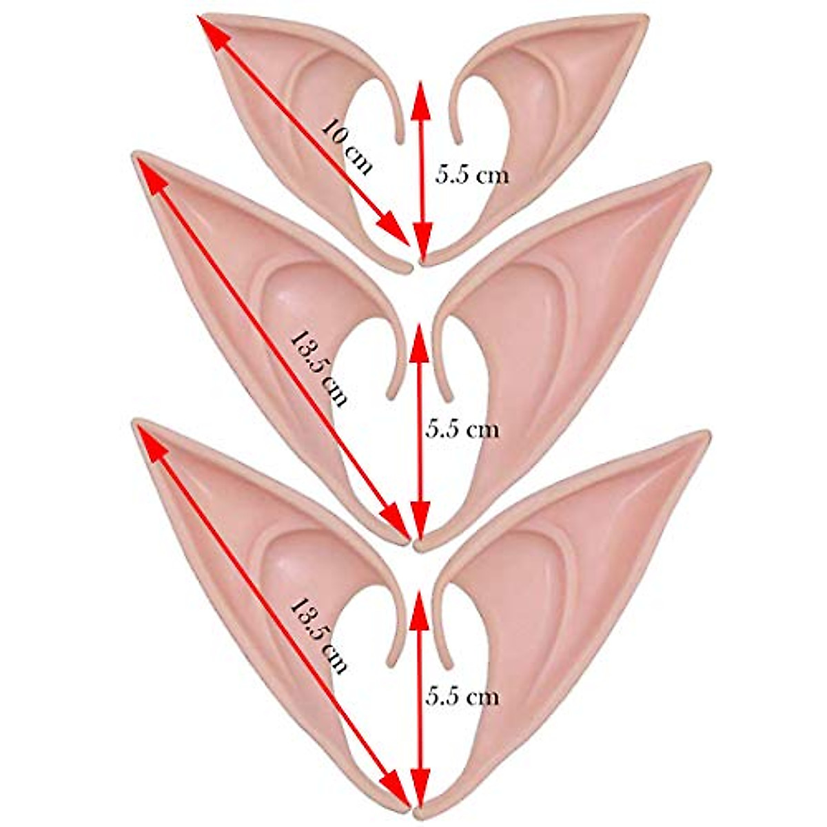 Gustum 3 Different Vampire Fangs Teeth with 1 Tube Teeth Pellets Adhesive, 3 pairs Fairy Pixie Elf Ears, Halloween Horror Party Cosplay Costumes Accessory Prop Decoration