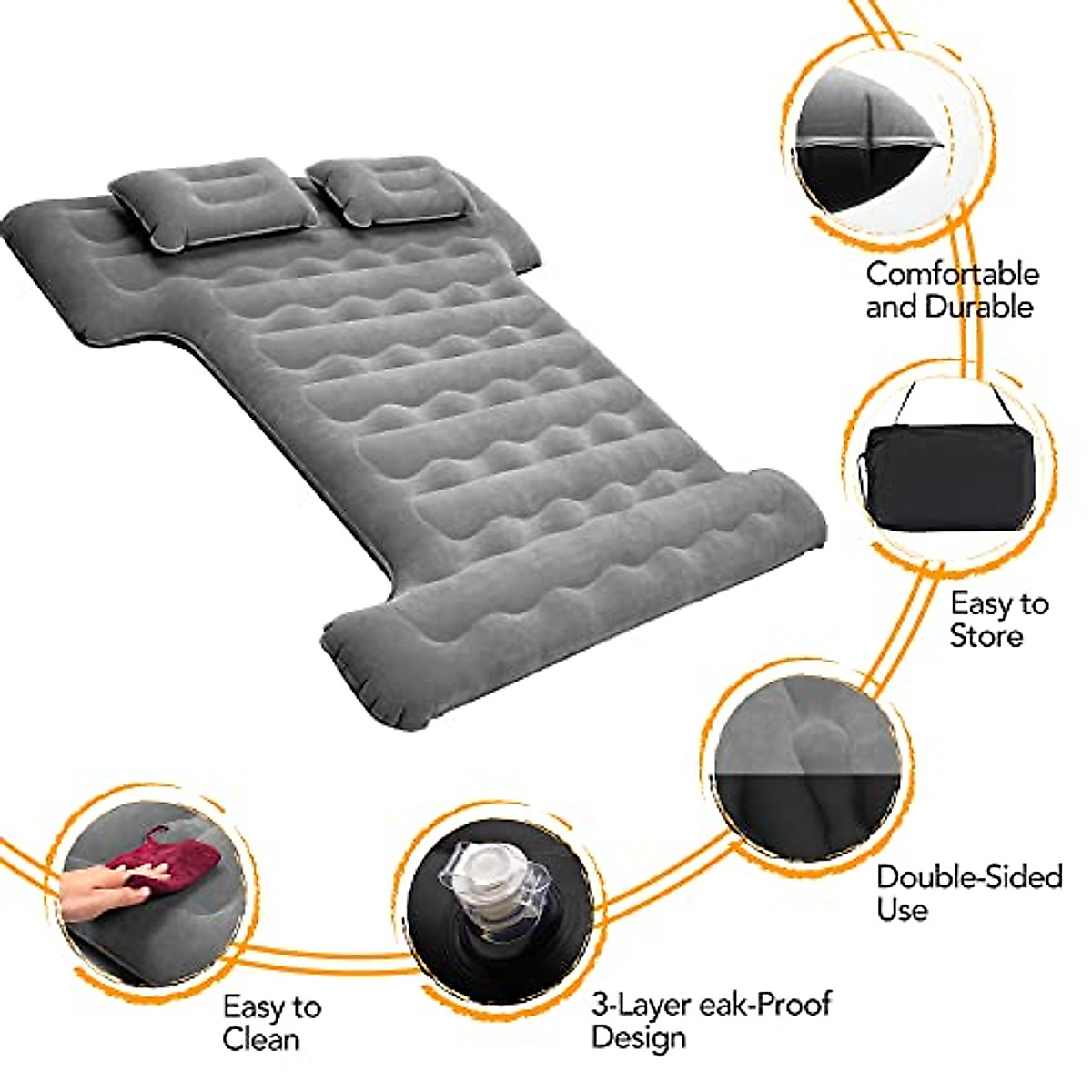 Aotiyer Truck Bed Air Mattress for 5.5-5.8Ft Inflatable Air Mattress for Short Truck Beds Truck Tent Camping Accessories with Pump Pillows Full Size Compatible with F150, Ram, GMC, ect