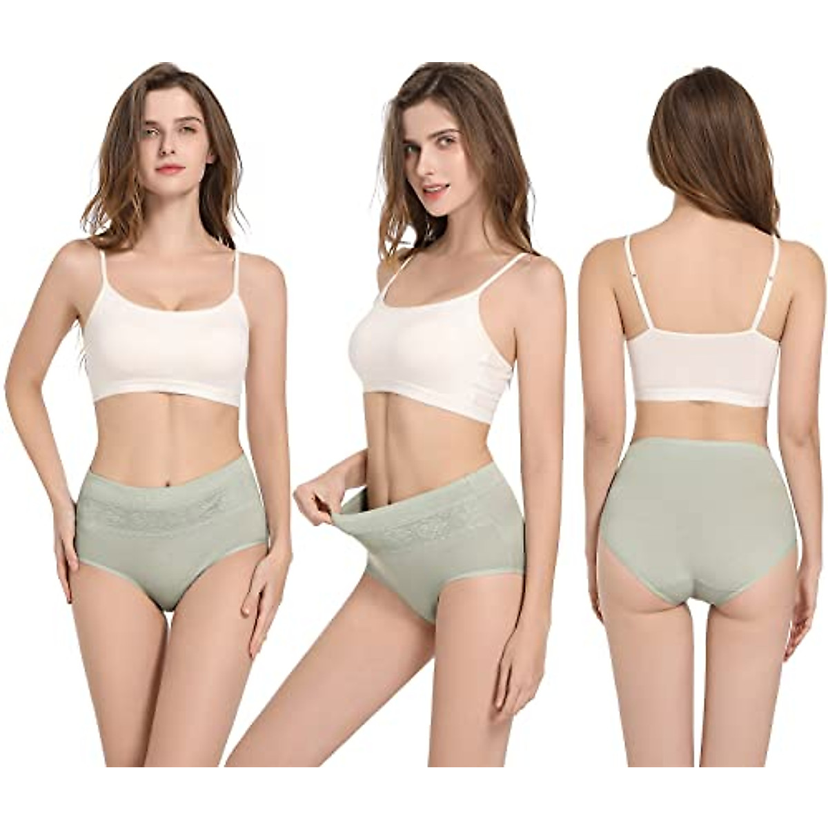 HAVVIS Women's Briefs Underwear Cotton High Waist Tummy Control Panties Rose Jacquard Ladies Panty Multipack (Brief 05-8 Pack - Assorted Colors, Medium)