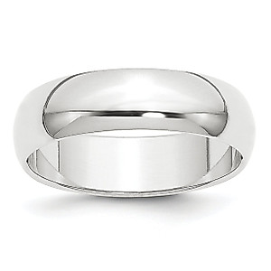 Jewelry Stores Network Solid Platinum 6 mm Comfort Fit Rounded Wedding Band Ring Size 6