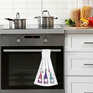 YYZZH Magic Gnomes with Stars Kitchen Hand Towels with Hook & Loop Set of 2 Absorbent Bath Hand Towel Hanging Tie Towel