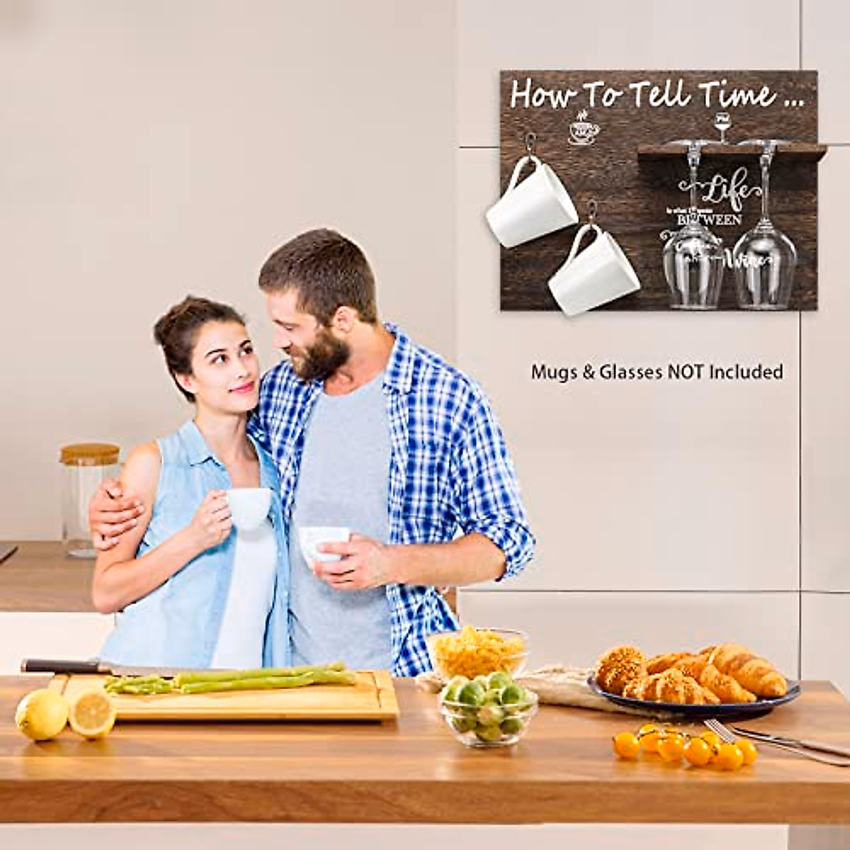 GOARTGIF Unique Birthday Gifts for Women Who Has Everything,How To Tell Time Am Pm,Housewarming Gifts For Women or New Home,Coffee And Wine Holder Sign,Women Birthday Gifts Ideas for Mom