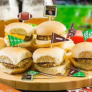 Gatherfun 96pcs Football Themed Toothpicks, Cupcake Toppers, Cocktail Picks for Birthday Party, Game Day, Tailgate Decorations