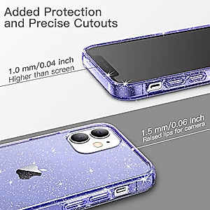 JETech Glitter Case for iPhone 12 Mini, 5.4-Inch, Bling Sparkle Shockproof Phone Bumper Cover, Cute Sparkly for Women and Girls (Light Purple)