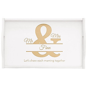 Maverton Breakfast Tray Table for Couples - Personalized Bed Tray for Coffee - Engraved Laptop Table with Foldable Legs - Decorative Serving Tray for Wedding - Tray for Parents - Together