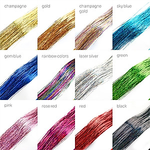 Hair Tinsel Kit with Microlinks Tools, Fairy Hair Glitter Hair Extensions, Hair Tensile, Heat Resistant (47 Inch,12 Colors)