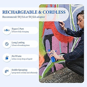 Airbrush Kit Machine with Compressor, Rechargeable Handheld Airbrush, Professional Cordless Air Brush Portable for Nail Art, Makeup, Barber, Cake Decor, Painting (Blue)