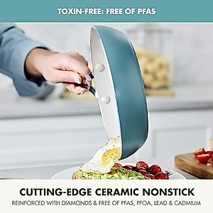 GreenPan Nova 8" Frying Pan Skillet, Oprah’s Favorite Things 2024, Ceramic Nonstick Cookware, PFAS Free, Toxin-Free, Induction Suitable, Dishwasher & Oven Safe, Durable, Easy Clean, Deep Teal