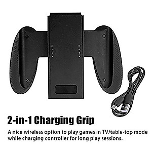 Charging Grip with 1000mAh Battery, 2-in-1Comfort Grip for Joycon Controller,Portable Charger Dock Game Console Charging Station,High Speed Charge