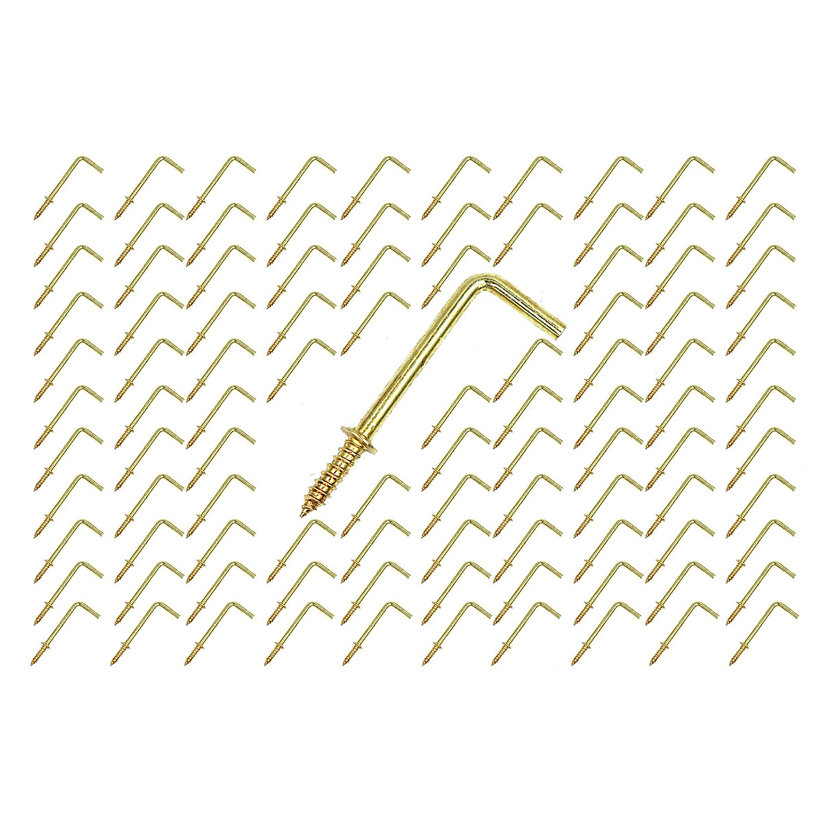 FGen 100pcs L Type Photo Frame - Copper Plated Right Angle Hooks, Fixed Cup Hooks - 2.16 inch (Gold)