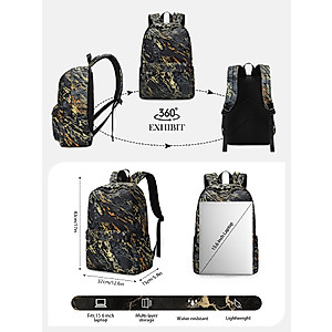 Tpeohan Black Backpacks for School Teen Boys Backpacks for Elementary Book Bags Marble