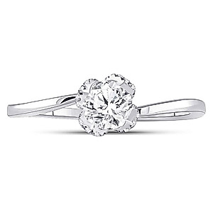 Dazzlingrock Collection 14kt White Gold Womens Round Diamond Solitaire Bridal Wedding Engagement Ring 5/8 Cttw