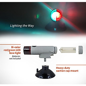 Pactrade Marine Boat Navigation Lights - Battery Powered Portable LED Red Green Bow Light (Suction Cup Mount) | Battery Operated Boat Lights, Kayak Lights for Night Kayaking