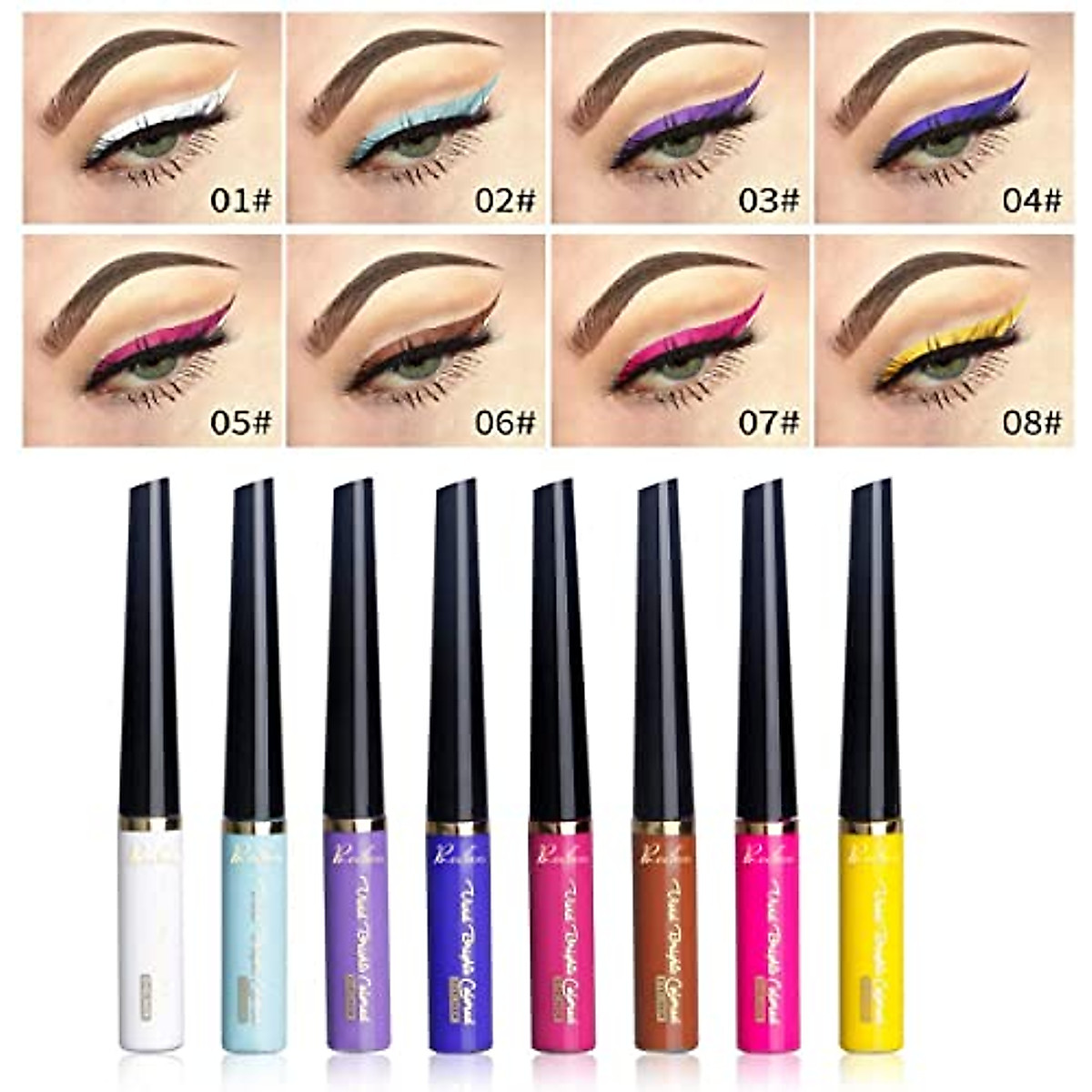 Rechoo Matte Liquid Eyeliner Set, 16 Colors Matte & Metal Waterproof Highly Pigmented Eye Liner Pencil/Superstay Liquid Eyeliner