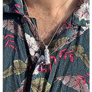 Alef Bet by Paula Mezuzah Shema Israel Hebrew Prayer Necklace Sterling Silver Men and Women on Adjustable Chain with Prayer Inside For Bar Mitzvah, Birthday Presents and Holiday Gifts