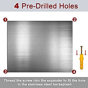 Reversible Stainless Steel Backsplash Behind Stove Metal BackSplash Panel Stainless Steel Cooking Backsplash Wall Panel for Kitchen Cooking Panel Pre Drilled Holes Matching Screws (36 x 32 Inch)