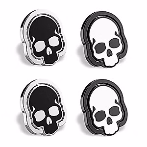 homEdge Cell Phone Skull Ring Grip, Set of 4 Packs 360° Adjustable Finger Ring Holder, Suitable for Magnetic Car Mount Kickstand for Cell Phone-Black and White