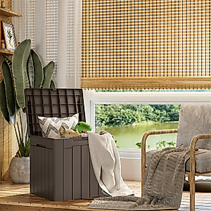 Greesum 31 Gallon Resin Deck Box All Weather Outdoor Storage Boxes for Patio Furniture Set,Outdoor Toys,Garden Tools,Brown