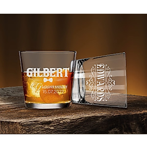 TEEAMORE Personalized Rocks Old Fashioned Cocktail Glass Add Your Name Last Name Etched Whiskey Glasses Gift Housewarming 9oz