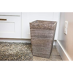 Farwood Designs Farmhouse Style Torched Wood Waste Bin Trash Can for Bedroom, Living Room, Bathroom & Office