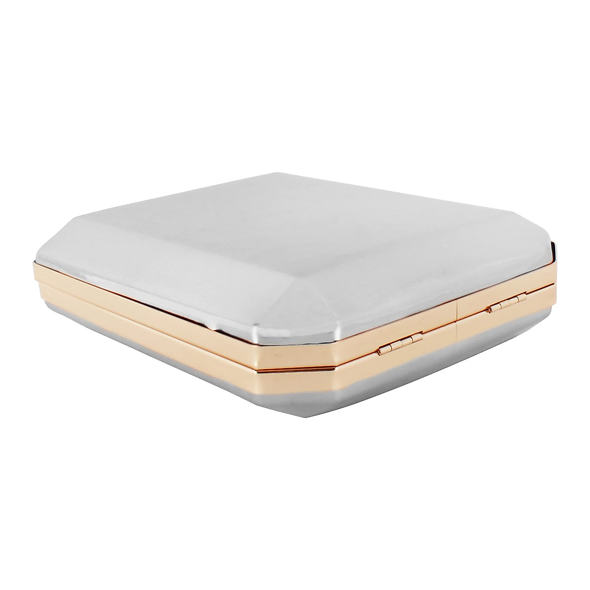 Reberomantic Women Metal Handbag Chain Geometric Evening Clutch Purse (A-silver)