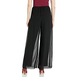 Alex Evenings Women's Full Length Straight Leg Dress Pant (Regular and Petite), Black Georgette, LP