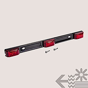 TRUE MODS 15" 9 LED 3 Red Trailer Light Bar [DOT FMVSS 108] [SAE P2] [IP67 Submersible] Identification Running Marker ID Rear Trailer Tail Light Bar for 80" Enclosed Marine Boat Trailers