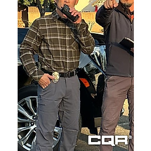 CQR Men's All Cotton Flannel Shirt, Long Sleeve Casual Button Down Plaid Shirt, Brushed Soft Outdoor Tactical Work Shirts, Plaid Hickory Green, Large