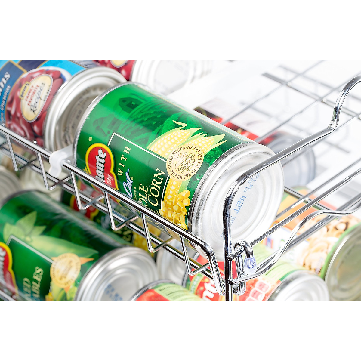 Stackable Can Rack Organizer, for 36 cans - Great for the Pantry Shelf, Kitchen Cabinet or Counter-top. Stack Another Set on Top to Double Your Storage Capacity. (Chrome Finish), Standart