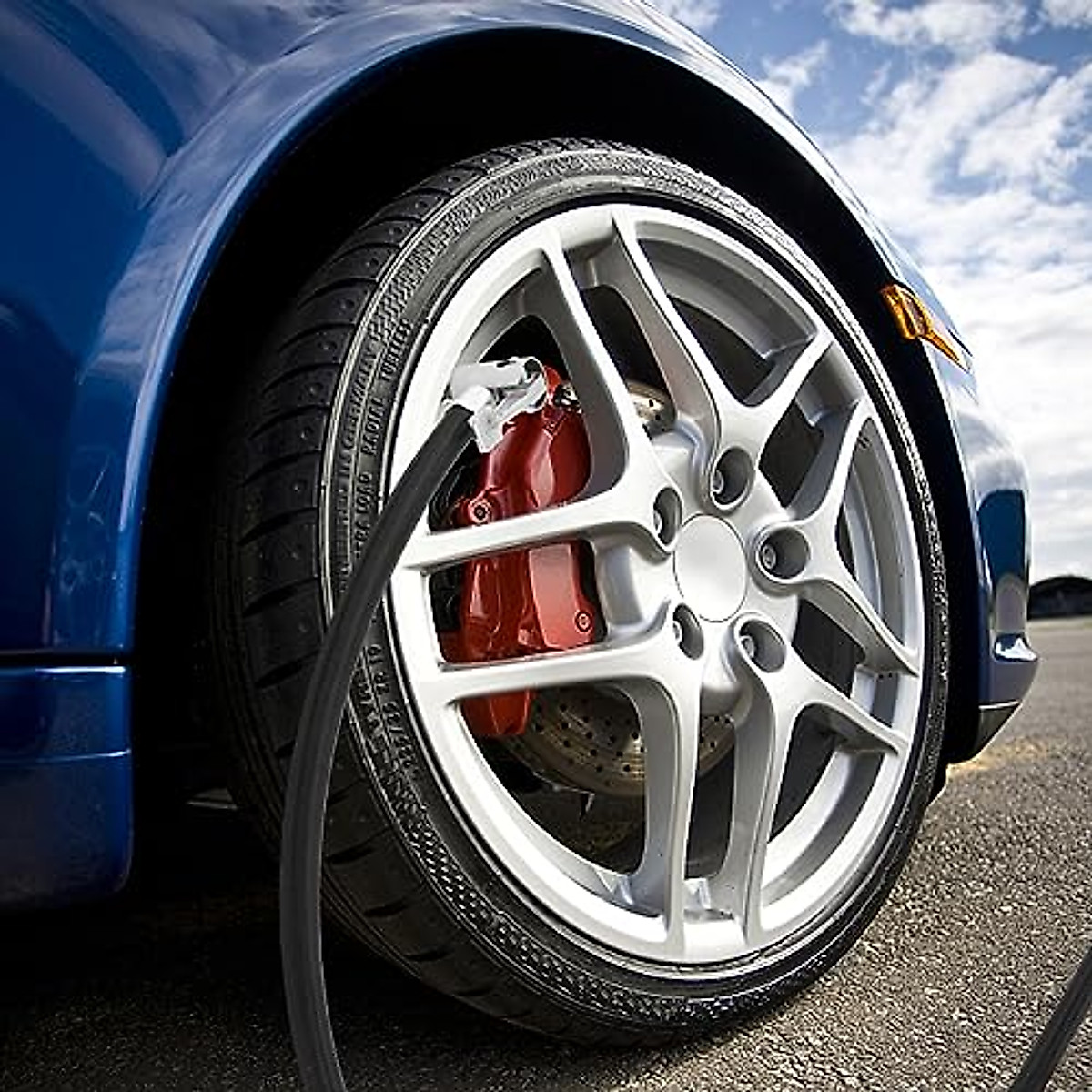 1 Pc Tire Inflator Hose-60cm, Fine Thread Air Pump Hose Lengthened with Valve Adaptors Flexible for Car Bicycle Tire Pump's Hose(Main Black)