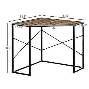 HOMCOM Corner Desk for Small Spaces, Small Computer Desk with Metal Frame, Space Saving Home Office Desk Workstation, Black