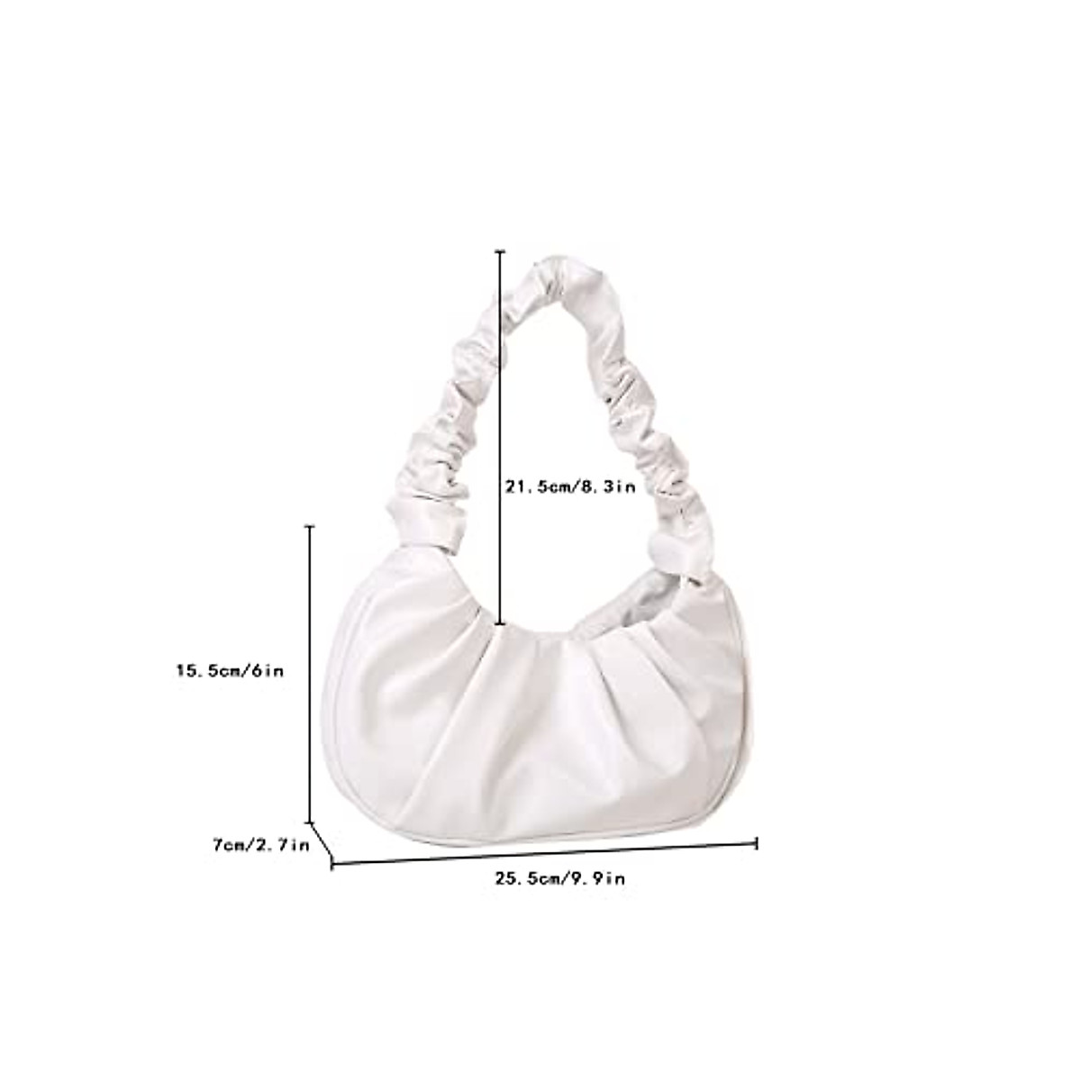 WDIRARA Women's Ruched Bag PU Leather Shoulder Handbag Bag Mini Purse White one-size