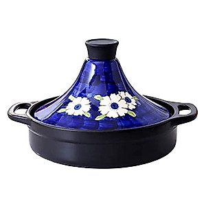 Easy To Clean Moroccan Tagine With Lid Lead Free Casserole Stew Pot For Different Cooking StylesHome Kitchent 22.5.29 (Color : Blue)