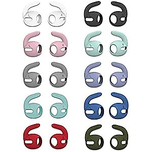 ALXCD Sport Ear Tips Hook Compatible with AirPods Pro Earbuds, Anti Slip Soft Silicone Earbuds Covers Earhooks, Compatible with AirPods Pro, 10 Pairs 10 Color