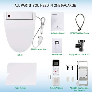 WOODBRIDGE BDI-01 Elongated Bidet Seat with Air Dryer and Stainless-Steel Nightlight | Nozzle Oscillation, White