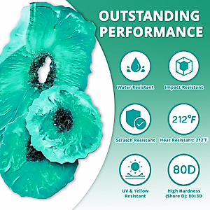 KHKD RESIN Crystal Clear Epoxy Resin Kit, 32OZ Art Resin and Hardener Kit - No Bubble & Yellowing, UV Resistant, Food Safe Epoxy Resina Epoxica for DIY Crafts Jewelry Coasters Countertop Coating