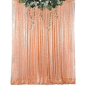 ShinyBeauty Sequin Backdrop 8FTx8FT-Rose Gold,Sequin Curtain Backdrop Photo Booth Wedding Props Glitter Party Background Decorations
