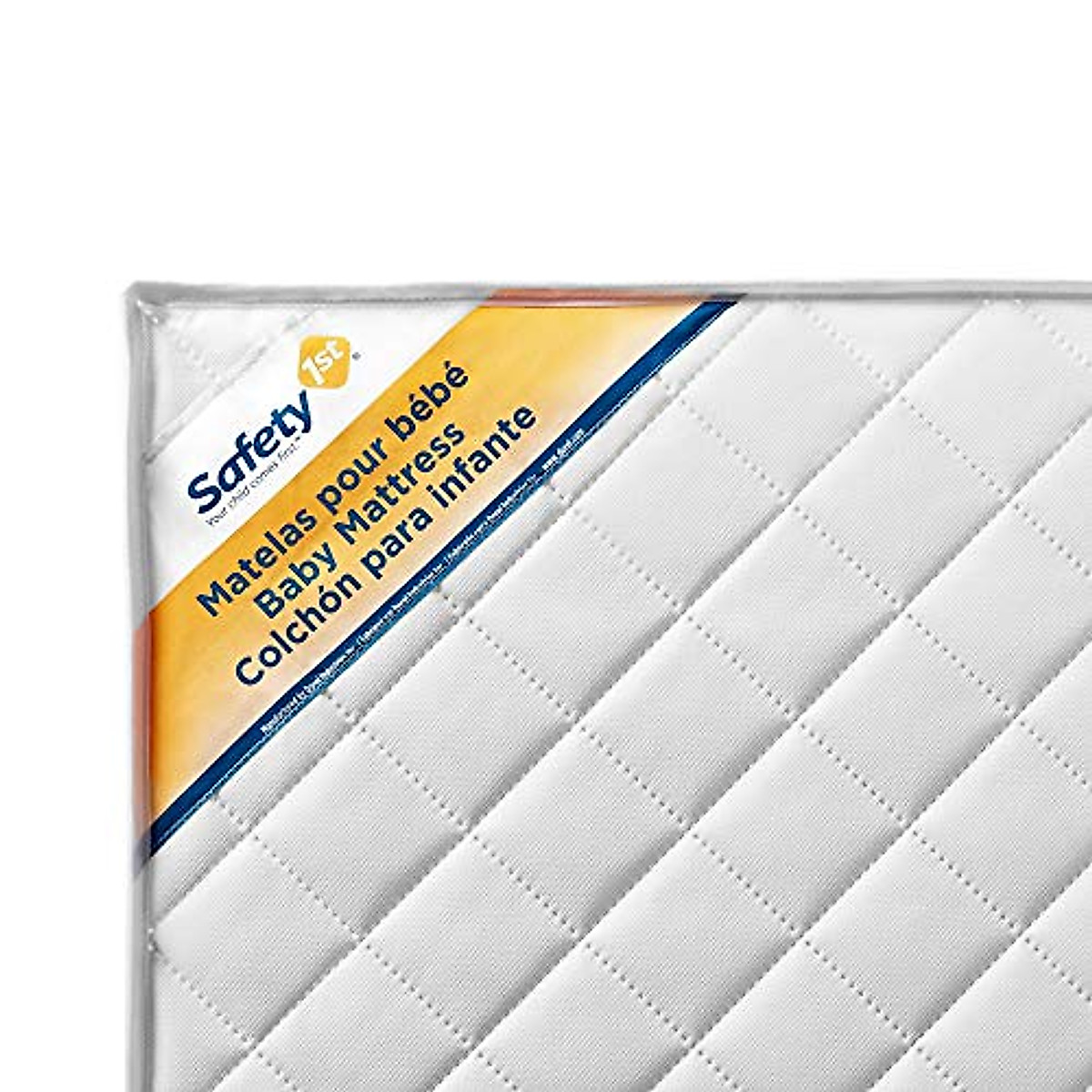 Safety 1st Polypropylene Vinyl Cover Heavenly Dreams Deluxe Dual 2-in-1 Baby Crib and Toddler Mattress, Waterproof and Stain Resistant Cover,Firm, White