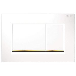 Geberit G115883KK1 Sigma 30 Dual Flush 1.6/0.8 GPF Actuator Plate White/Polished Gold