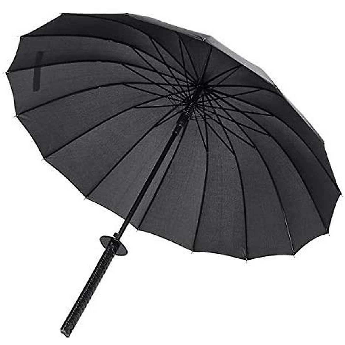 zooro Neutral Katana Handle Umbrella,Samurai Sword Umbrella as Best Christmas Birthday Gifts Cosplay Decoration for Japanese Culture Lover (16 Bone) Black,Medium