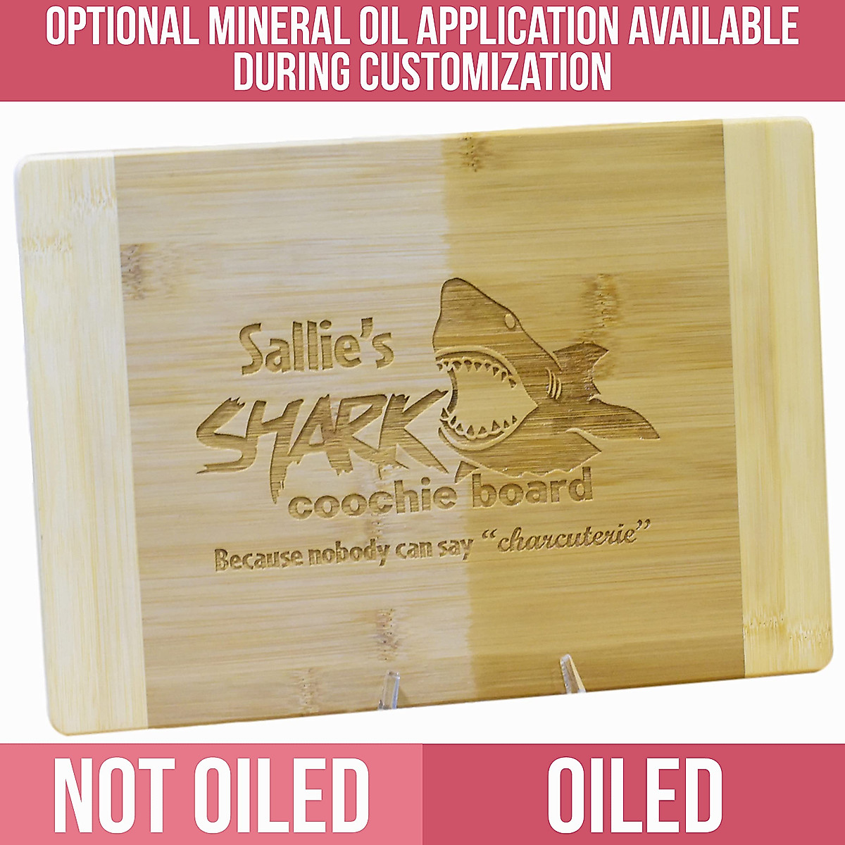 Brew City Engraving –Sharkcoochie, Bad Cook/Chef & Other Funny Designs – Personalized Laser Engraved Bamboo Cutting Boards – Great Gag Gift for Friends, Relatives, Husband, Wife –Shark Coochie Board