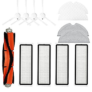 Replacement Parts Accessories Kits Compatible for Mijia 1C 2C 1T for Dreame F9 Robot Vacuum Cleaner, 1 Roller Brush 2 Pairs Side Brush 4 Hepa Filter 2 Disposable Mop Cloth 2 Reusable Cloth Pad