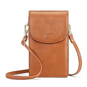nuoku Crossbody Phone Bag for Women, Mini Crossbody Purse, Small Phone Wallet Crossbody with Removable Card Holder, Brown