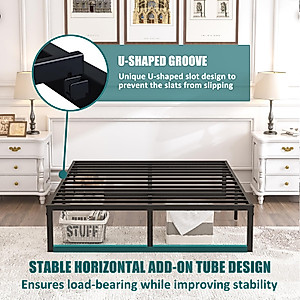 Yitong Angel Full Size Bed Frame, 14 Inch Heavy Duty Support 3500 lbs Metal Platform, No Box Spring Needed/Noise Free/Non-Slip/Steel Slat Support/Easy Assembly