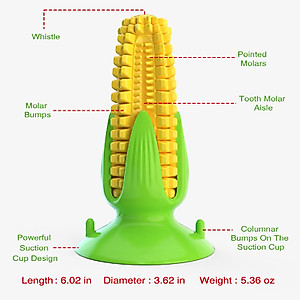 yuxiaoyu Dog chew Toy，Dog Suction Cup Sounding Toy, Corn Shaped Indestructible Dog Squeaky Toy Rubber for Small Medium Dogs，Massage Molar Toy for Small and Large Dogs