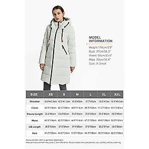 Orolay Women's Thickened Contrast Color Drawstring Down Jacket Hooded Parka Long Puffer Coat White L